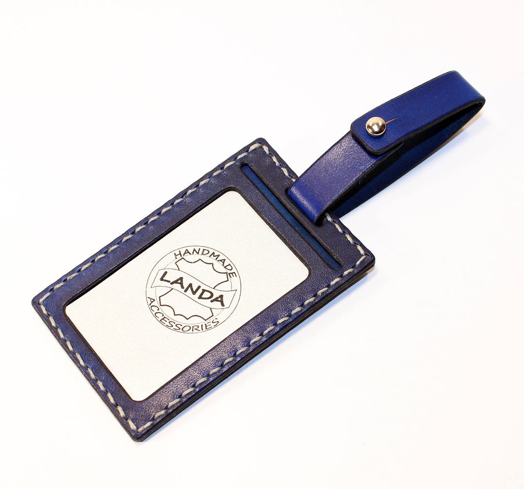 ID Card Holder, Leather Card Tag, Luggage Tag,business Card Cover, Blue ...