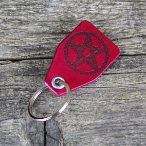 Pentagram - Leather Key Chain, Pentacle Keychain Keyring! Handmade Key ...
