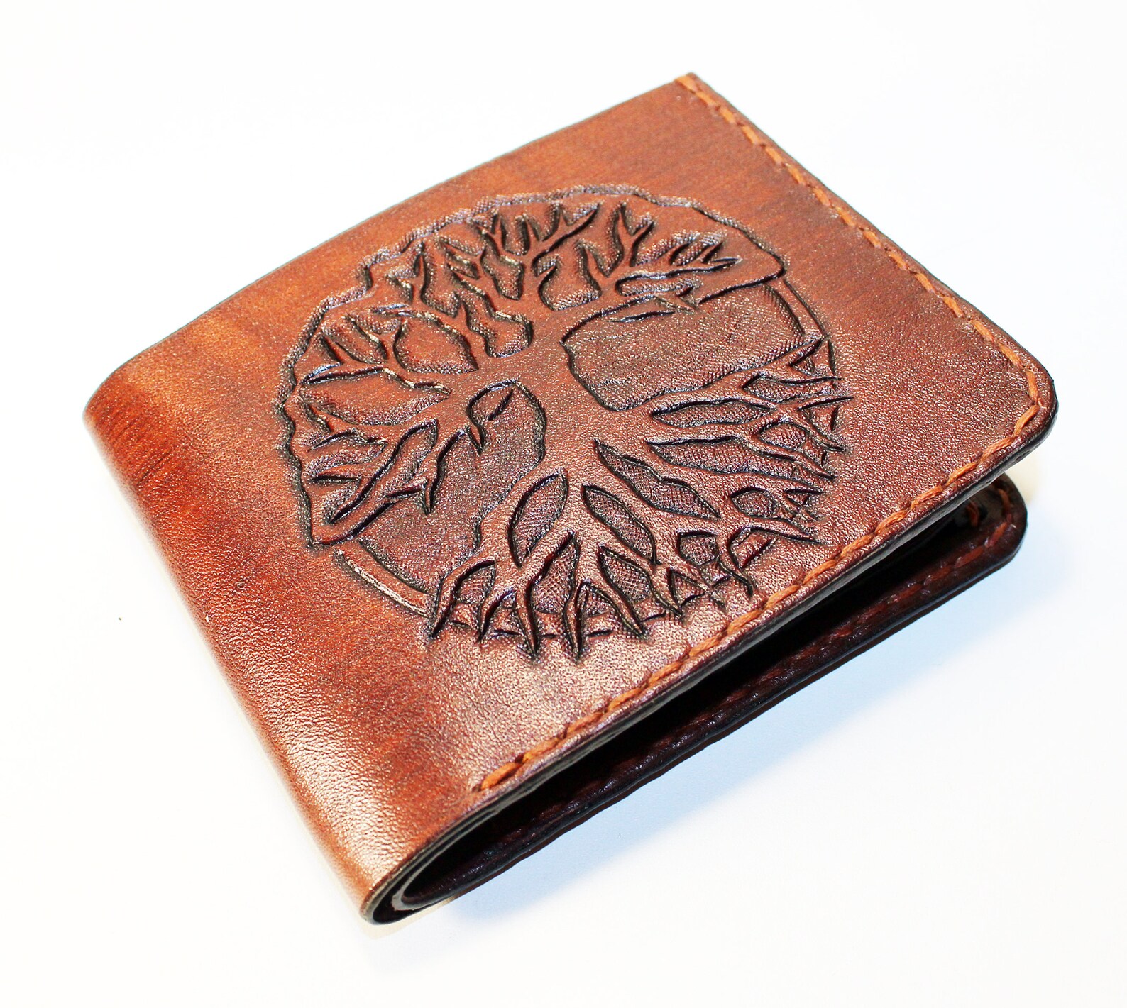 Leather Wallet With Tree of Life Great Leather Item - Etsy