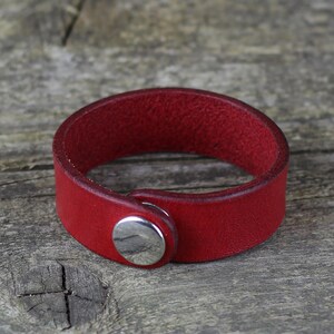 Red Leather Cuff , Nice Gift for Women, Red Wrist Cuff, Womens Bracelet ...