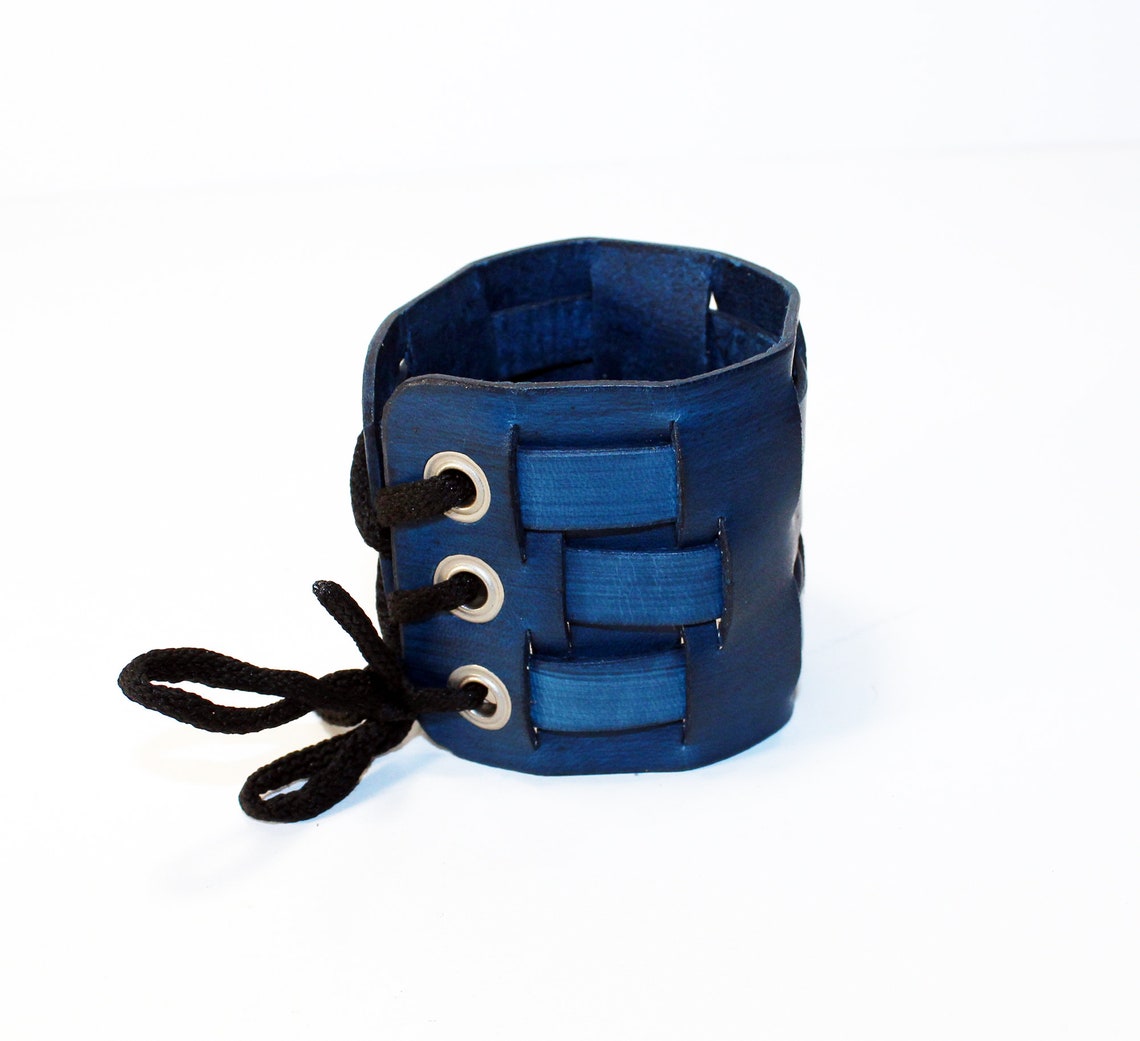 Blue Leather Cuff Blue Bracelet Great Giftblue Cuff Very | Etsy