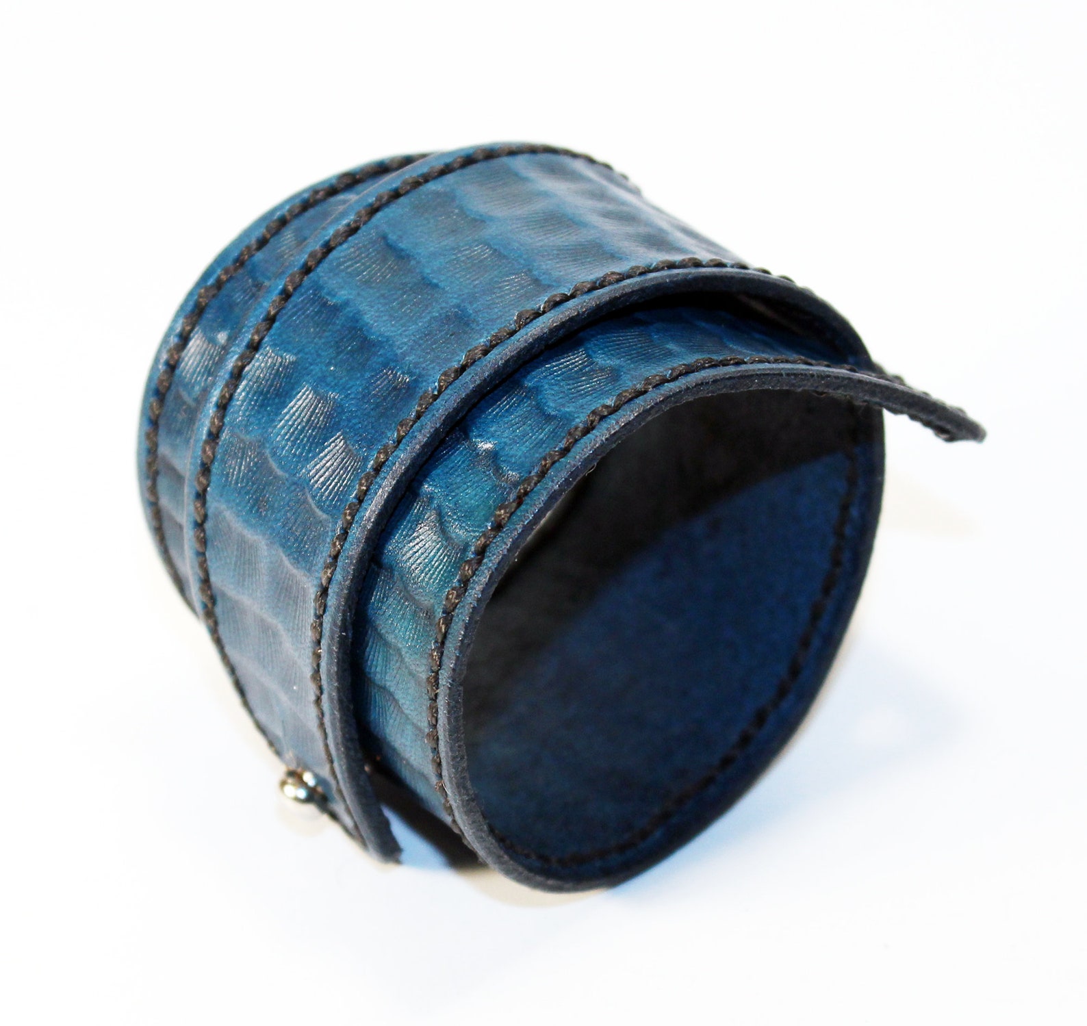 Blue Leather Cuff Blue Bracelet Great Giftblue Cuff Very | Etsy