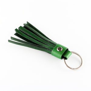 Leather Tassel Keychain. Green Leather Keychain. 100% Handmade Key ...