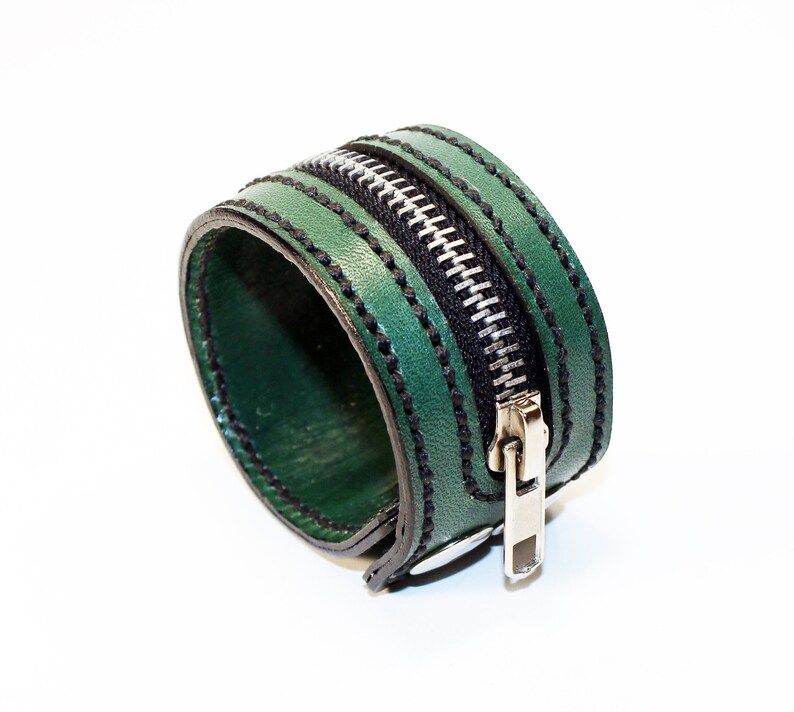 Green Zipper Bracelet. Handmade Bracelet. Green Cuff. Zipper | Etsy