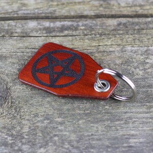 Pentagram - Leather Key Chain, Pentacle Keychain Keyring! Handmade Key ...
