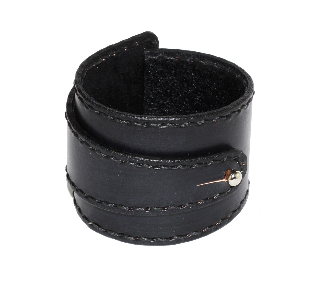 Black Leather Cuff Black Bracelet Great Giftblack Cuff Very Nice ...