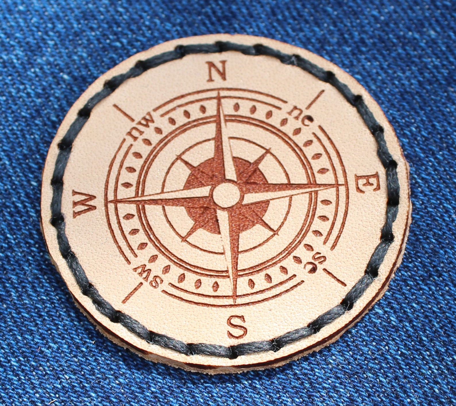 Compass Leather Patch Navigation Leather Patch Leather Sew - Etsy