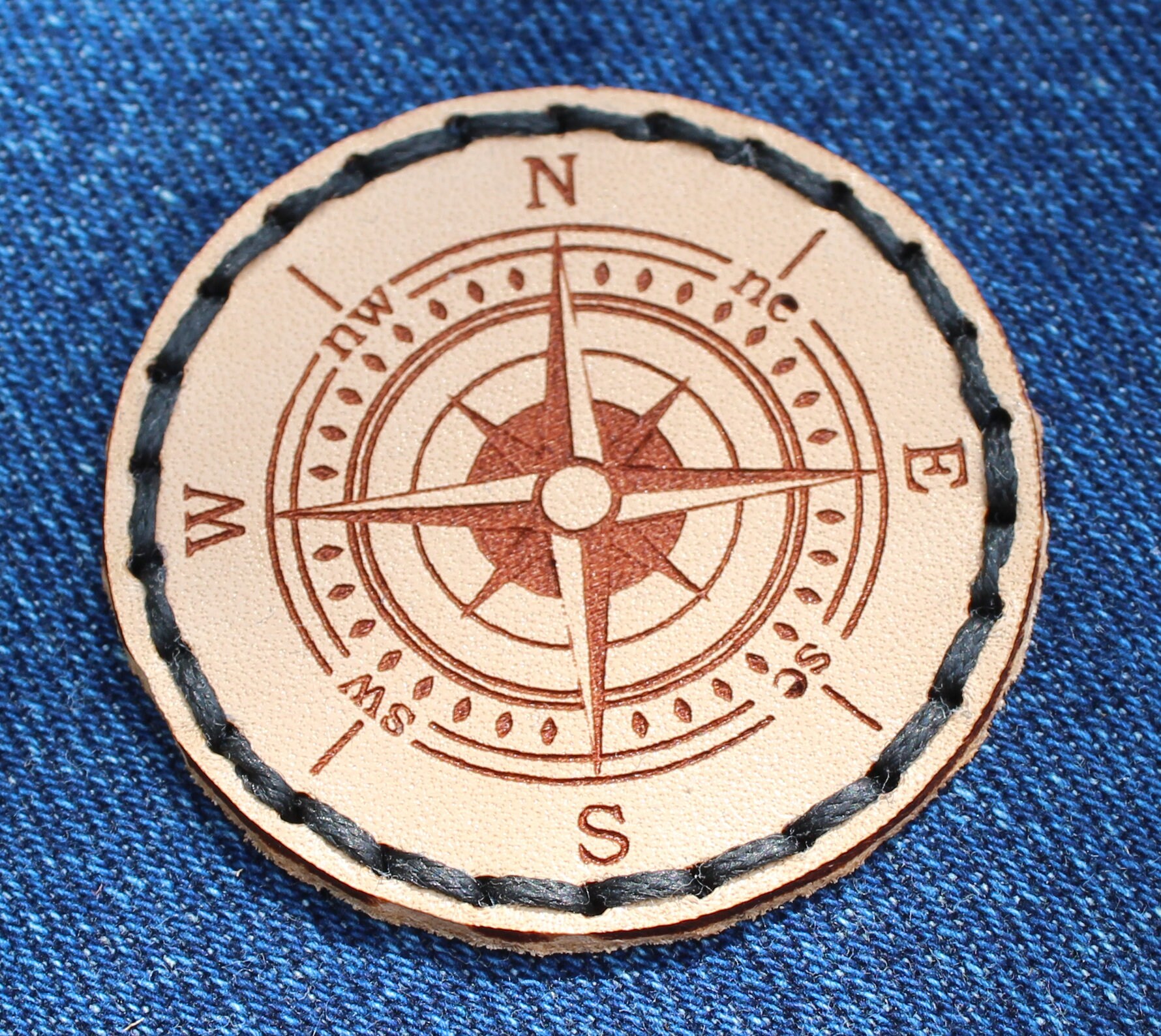 Compass Leather Patch Navigation Leather Patch Leather Sew - Etsy