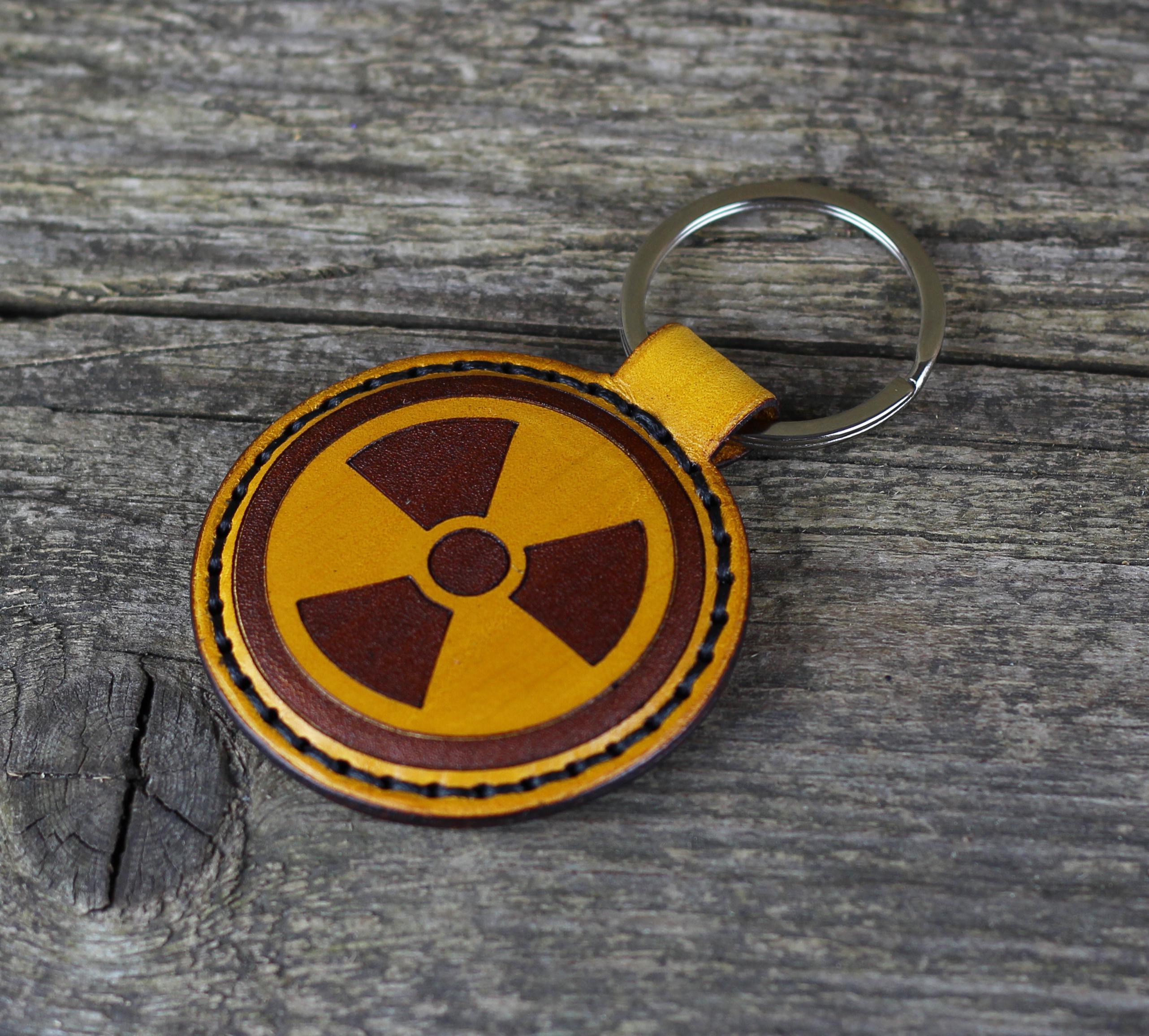 Nuclear Symbol Leather Keychain, Biohazard Keyfob, Leather Accessories ...