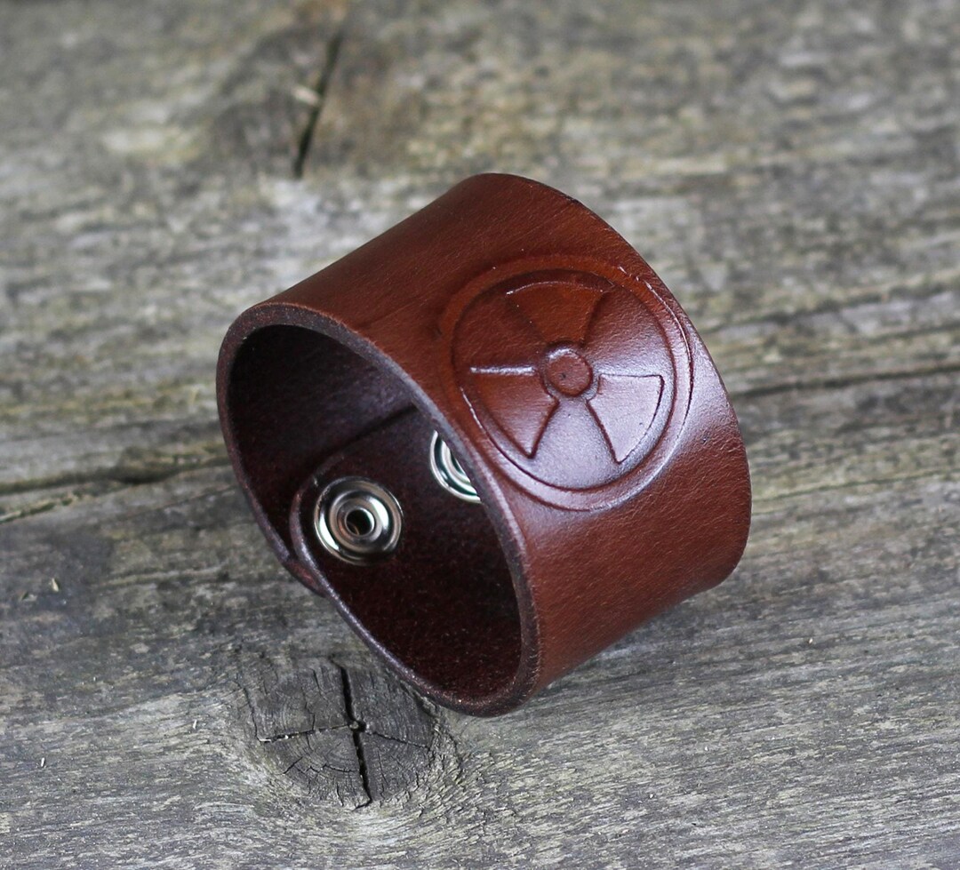 Nuclear Symbol - Leather Bracelet, Biohazard Cuff, Radiology Symbol ...