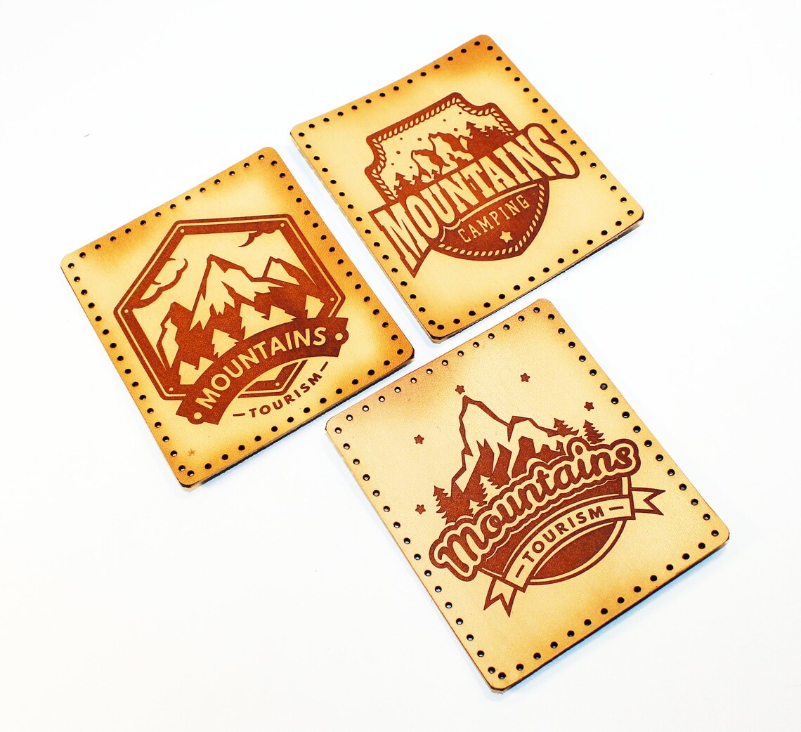 Mountains Leather Patch. Mountain Tourism Climbing - Etsy