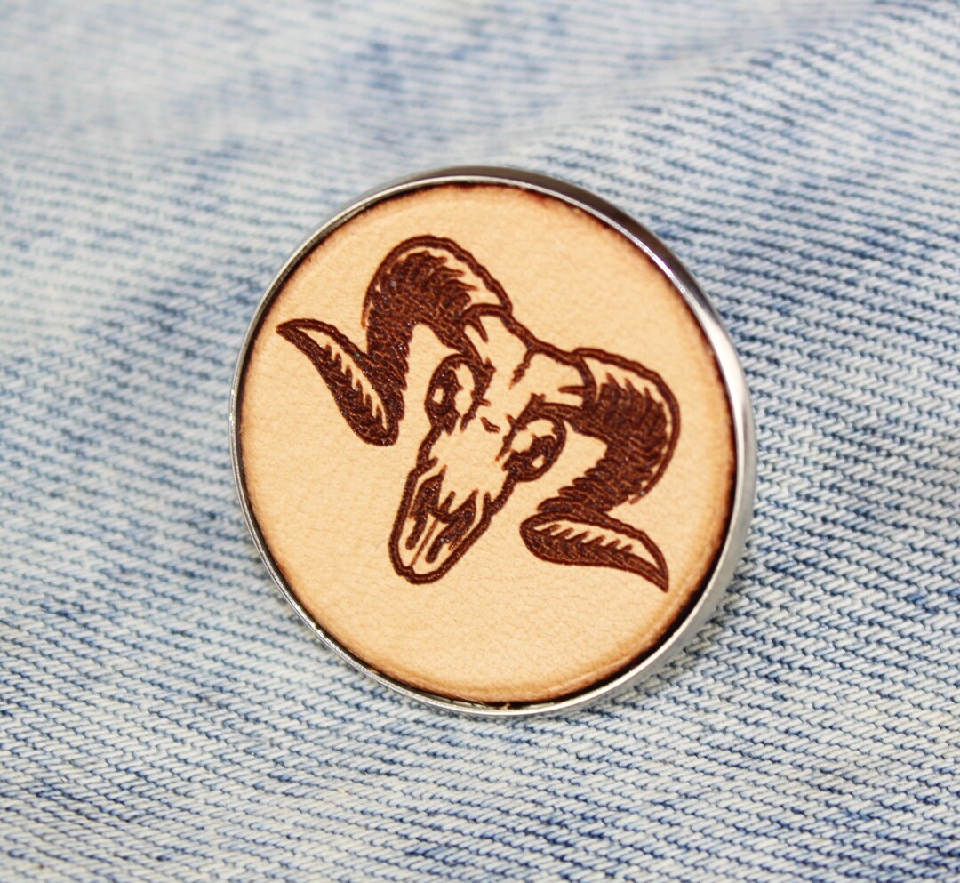 Ram Skull Pin, Skull Badge, Rocker Pin, Witch Accessories, Leather ...