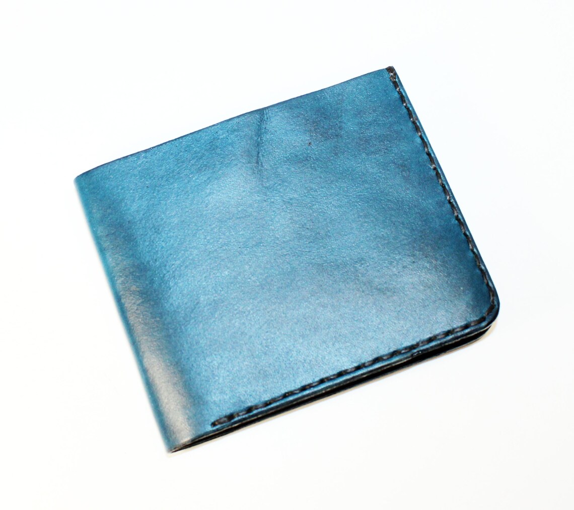 Leather wallet blue wallet great leather item blue | Etsy