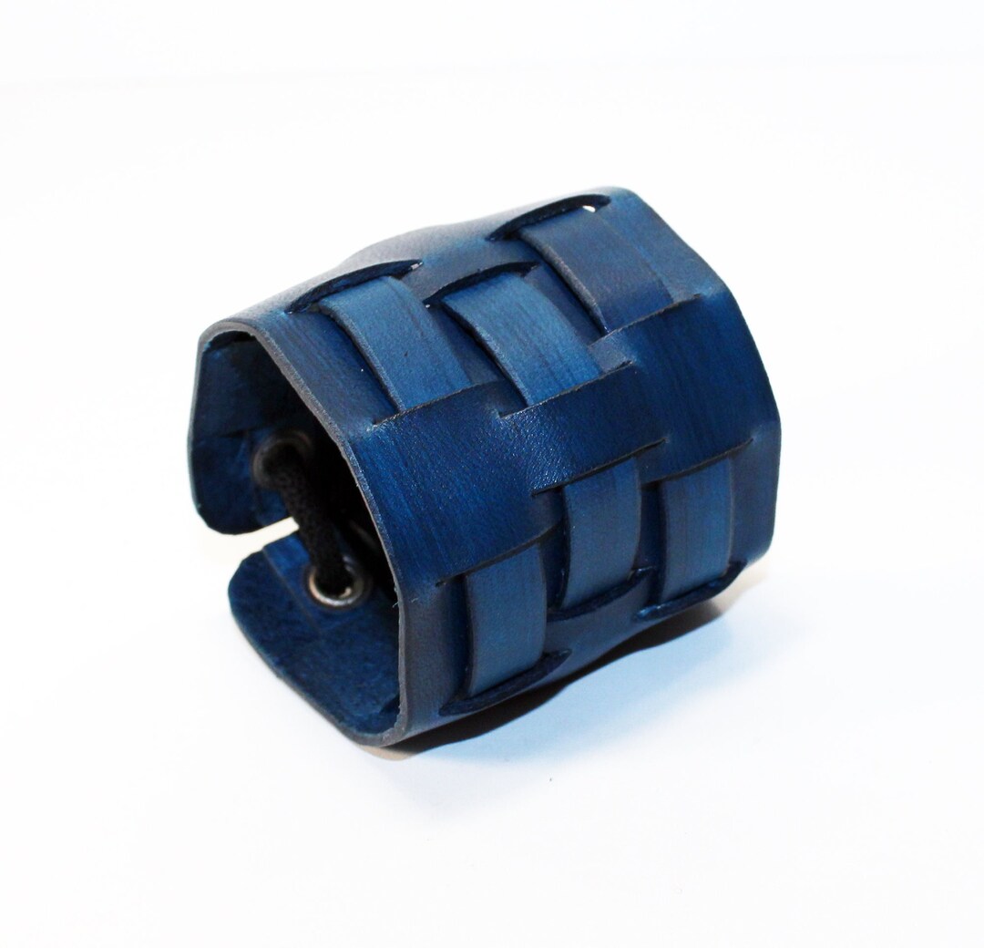 Blue Leather Cuff Blue Bracelet Great Giftblue Cuff Very Nice Bracelet ...