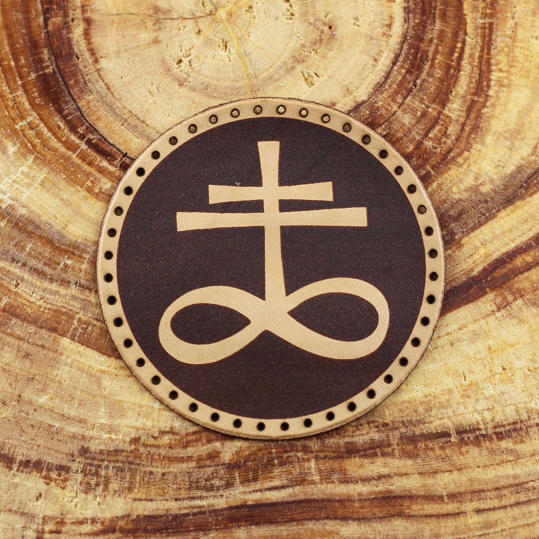 The Leviathan Cross Leather Patch Lucifers Cross Baphomet - Etsy