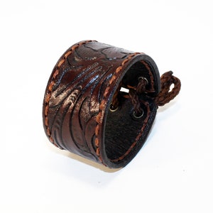 Leather Cuff, Cuff With Flower Ornament, Great Gift for Women, Hight ...