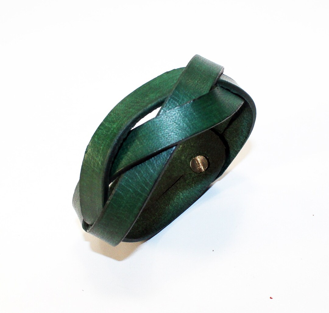 Green Leather Bracelet, Leather Accessories, Green Cuff, Women Cuff ...
