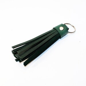 Leather Tassel Keychain. Green Leather Keychain. 100% Handmade - Etsy