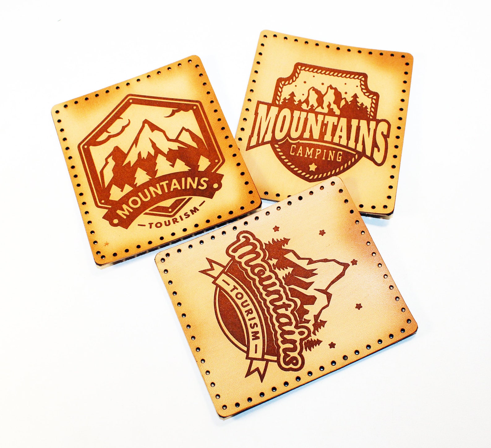 Mountains Leather Patch. Mountain Tourism Climbing - Etsy