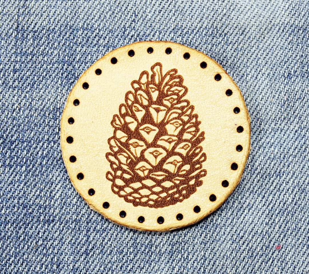 Pine Cone Leather Patch, Nature Patch, Tree Sew, Leather Sew, Great ...