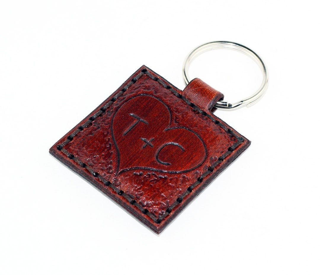 Personalized Leather Key Chain , Anniversary Gift, Custom Keychain ...