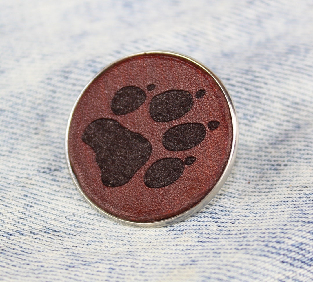 Wolf Track Leather Pin, Wolf Badge, Indian Accessories, Hunter ...