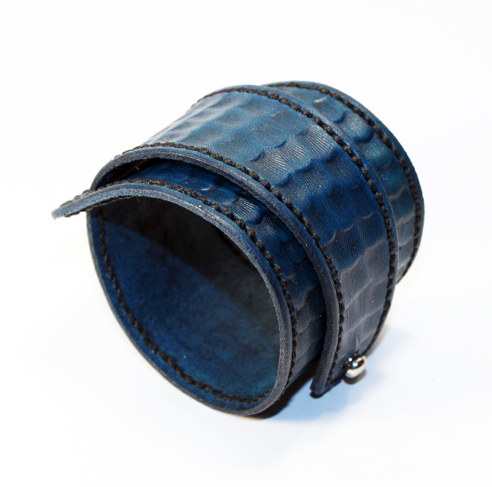 Blue Leather Cuff Blue Bracelet Great Giftblue Cuff Very | Etsy