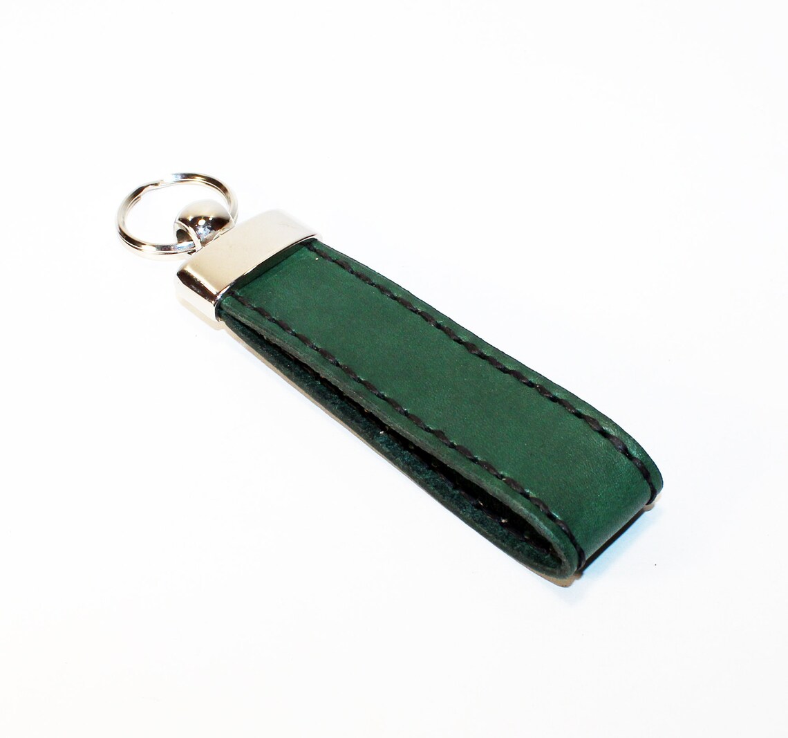 Leather Key Chain Leather Key Fob Handmade Green Key Chain - Etsy