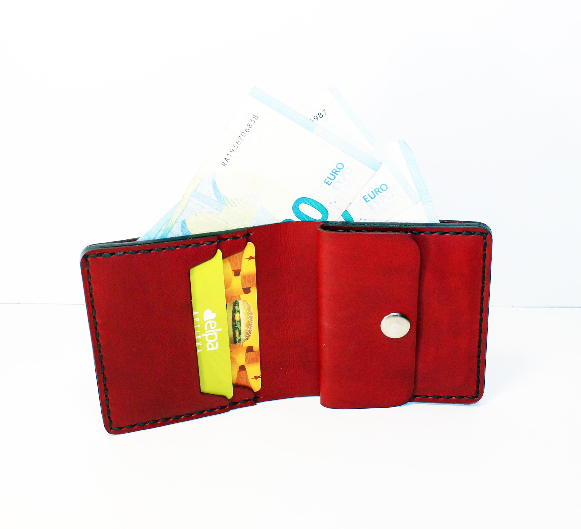 Leather walletred wallet great leather item red men's | Etsy