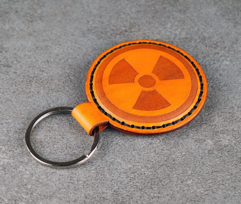 Nuclear Symbol Leather Keychain, Biohazard Keyfob, Leather Accessories ...