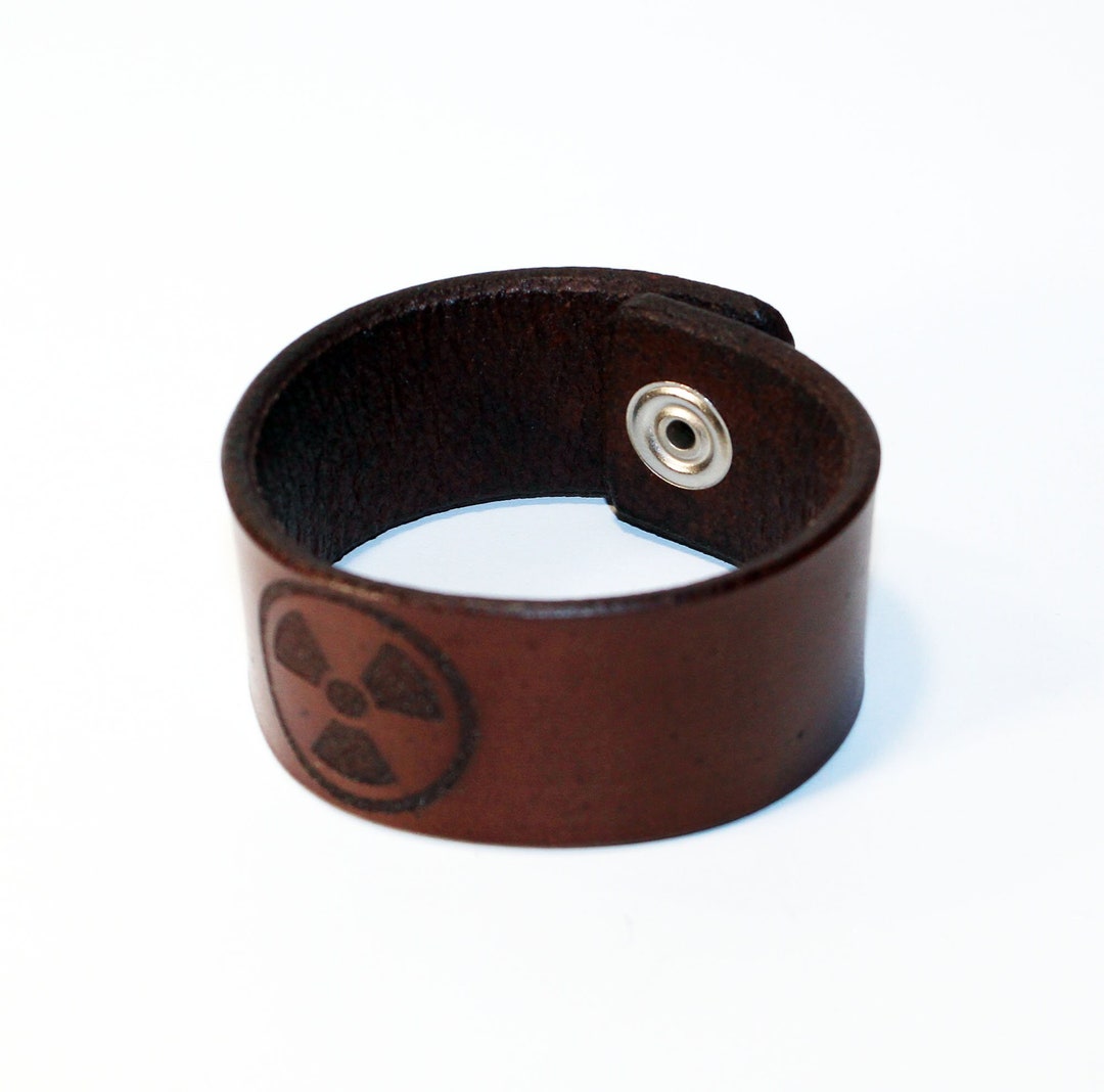 Nuclear Symbol Leather Bracelet Biohazard Cuff Radiology - Etsy