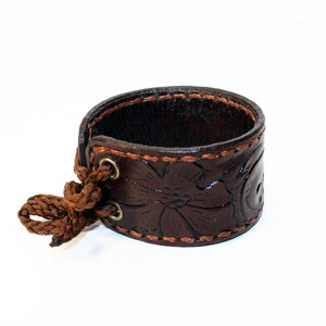 Leather Cuff, Cuff With Flower Ornament, Great Gift for Women, Hight ...