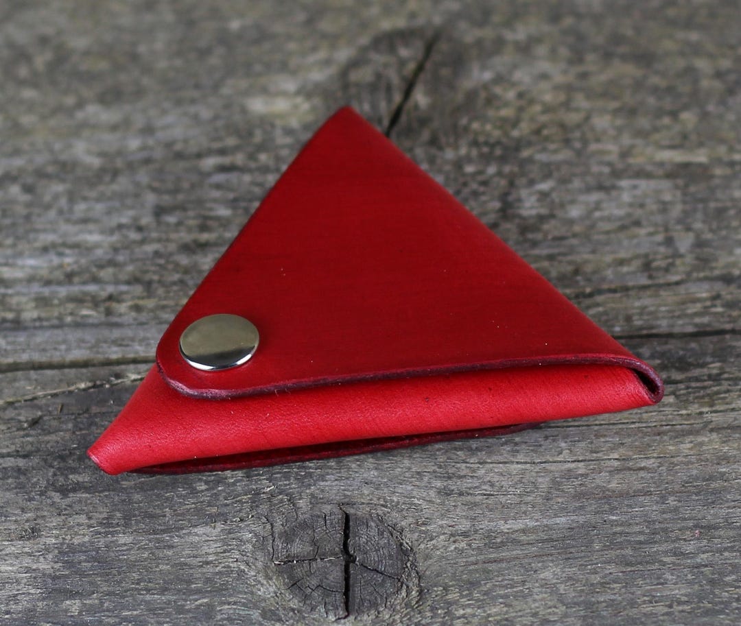 Leather Coin Wallet, Triangle Coin Purse, Red Wallet, Small Purse ...