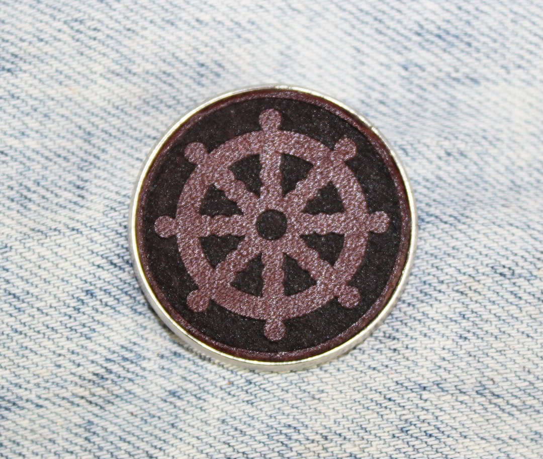 Samsara Wheel Pin, Wheel of Life, Buddhist Accessories, Leather Pin ...