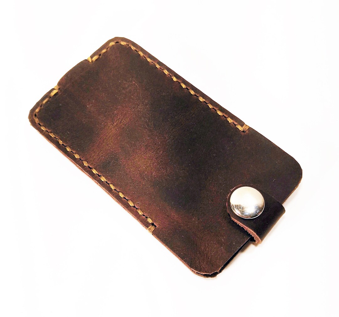 Leather Key Holder, Handmade Brown Leather Case With Silver Key Ring ...