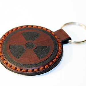 Nuclear Symbol Leather Keychain Biohazard Keychain Leather - Etsy