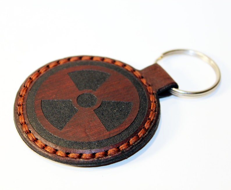 Nuclear Symbol Leather Keychain Biohazard Keychain Leather - Etsy