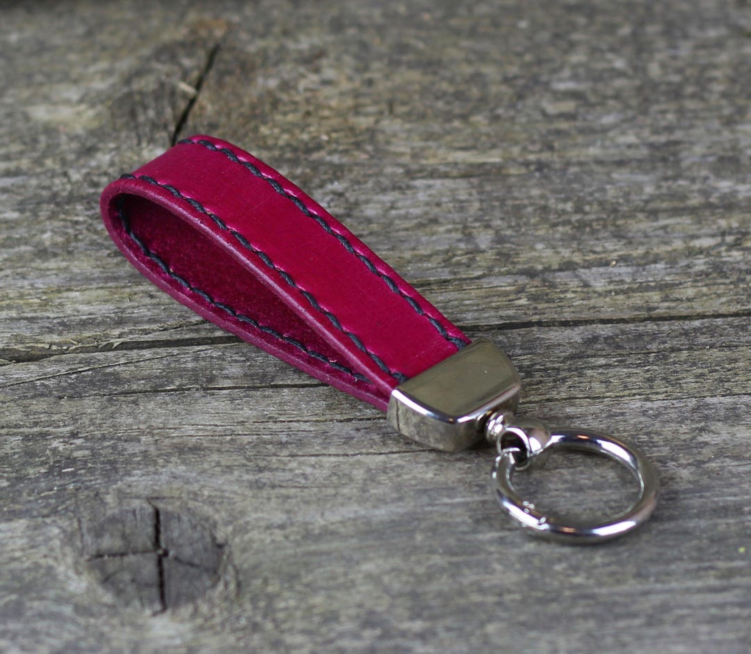 Leather Keychain, Leather Key Fob, Handmade Violet Keychain, Leather ...