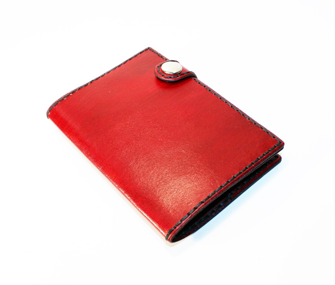 Handmade Red Leather Passport Cover: Travel Wallet - Etsy