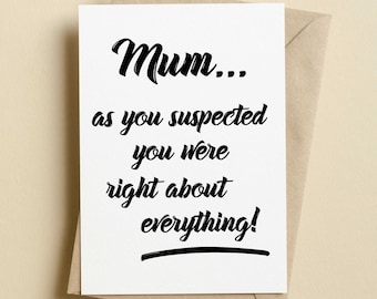 Funny Mother's Day Card- You Were Right - Etsy