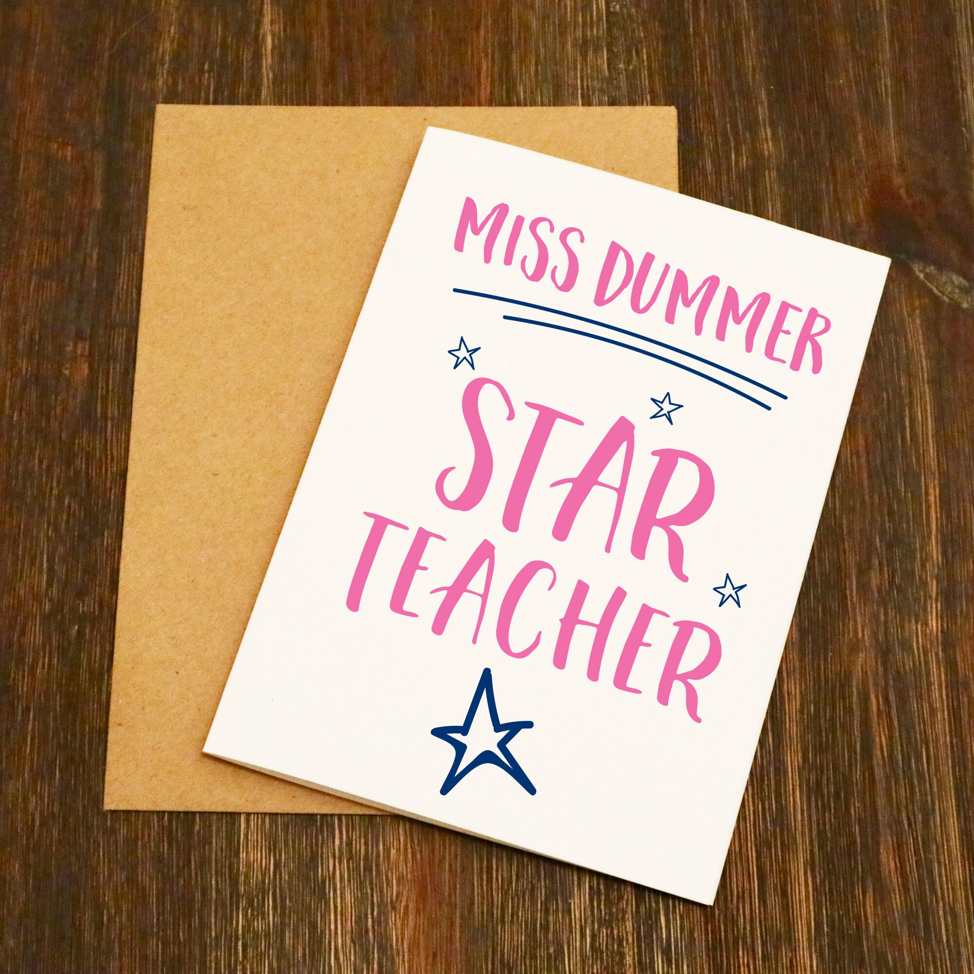Star Teacher Personalised Teacher Card - Etsy UK