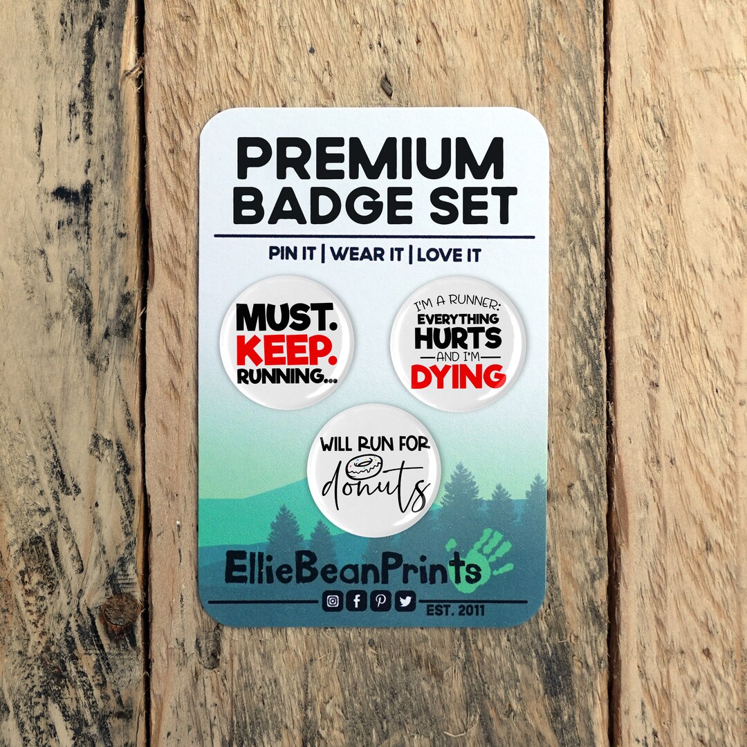 Funny Running Badge Set - 25mm Mini Badges - Running Badges | Running ...