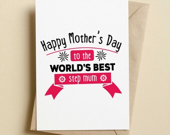 Step Mother Mother's Day Card, Step Mom, Bonus Mom, Mother's Day ...