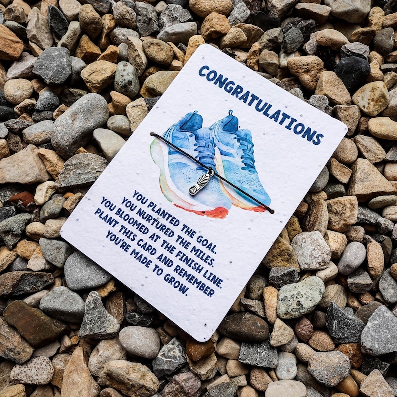 Plantable Running Congratulations Card and Bracelet - Runners Gift ...
