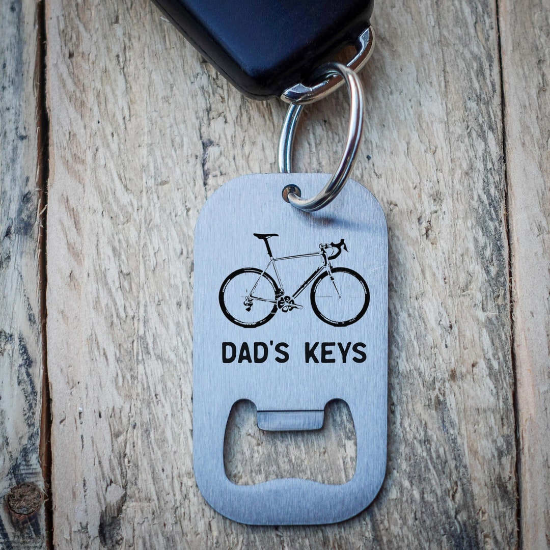 Dad's Keys Road Bike Stainless Steel Key Ring Bottle Opener Key Ring ...