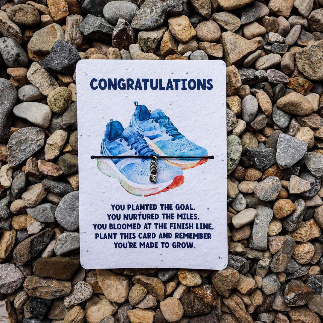 Plantable Running Congratulations Card and Bracelet - Runners Gift ...