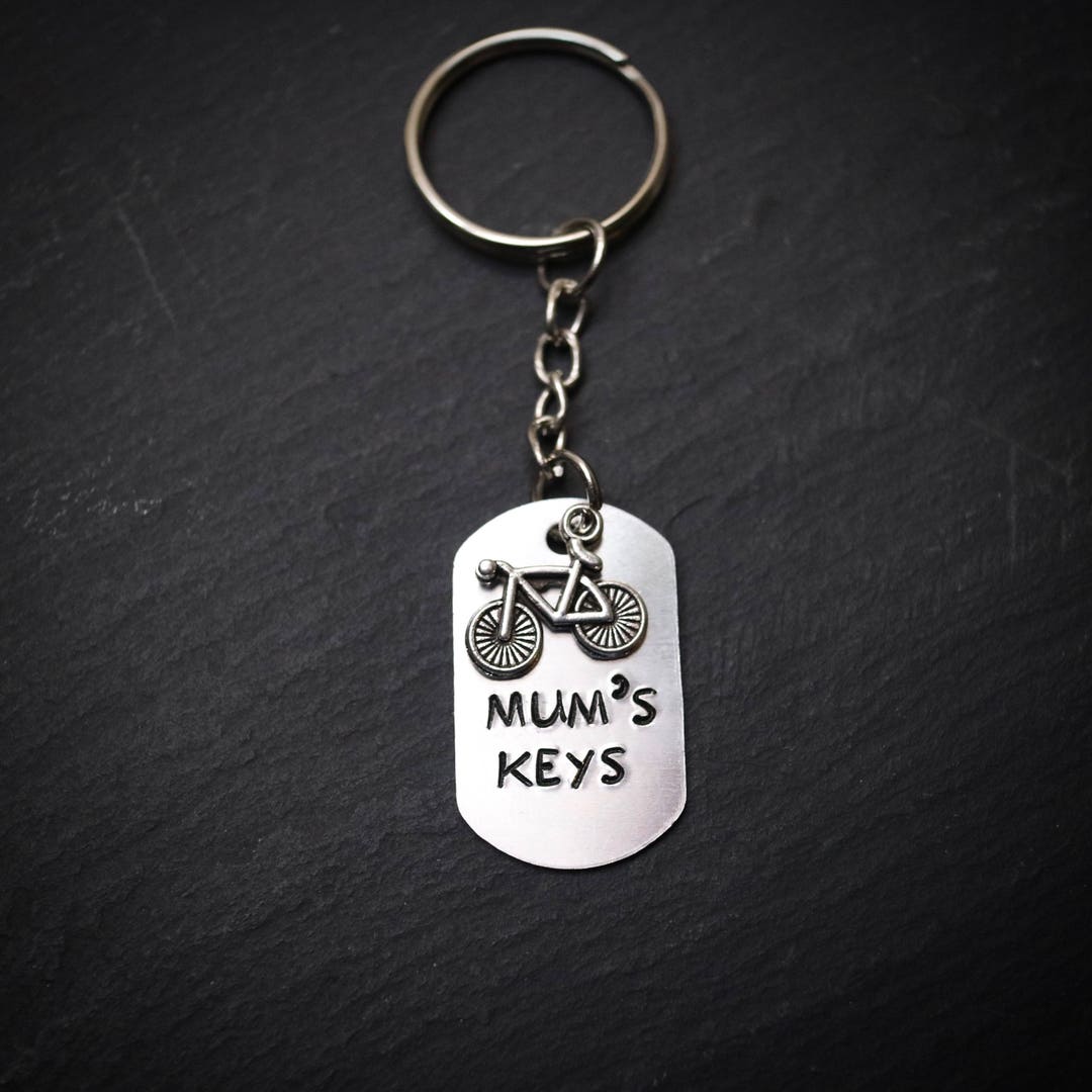 Mum's Keys Hand Stamped Bike Keyring Mothers Day - Etsy