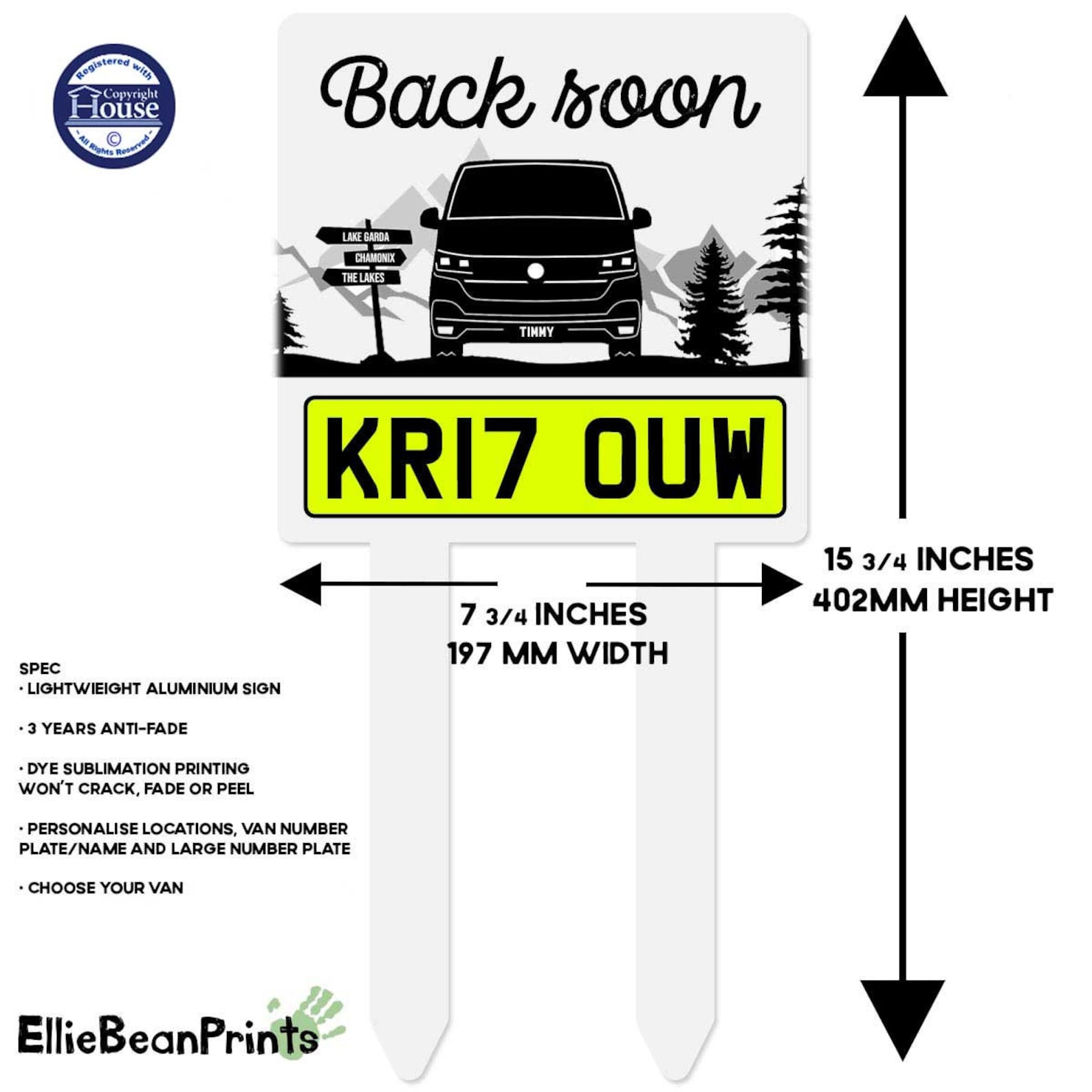 Campervan Campsite Pitch Reserved Sign - Personalised Camper Van Sign ...