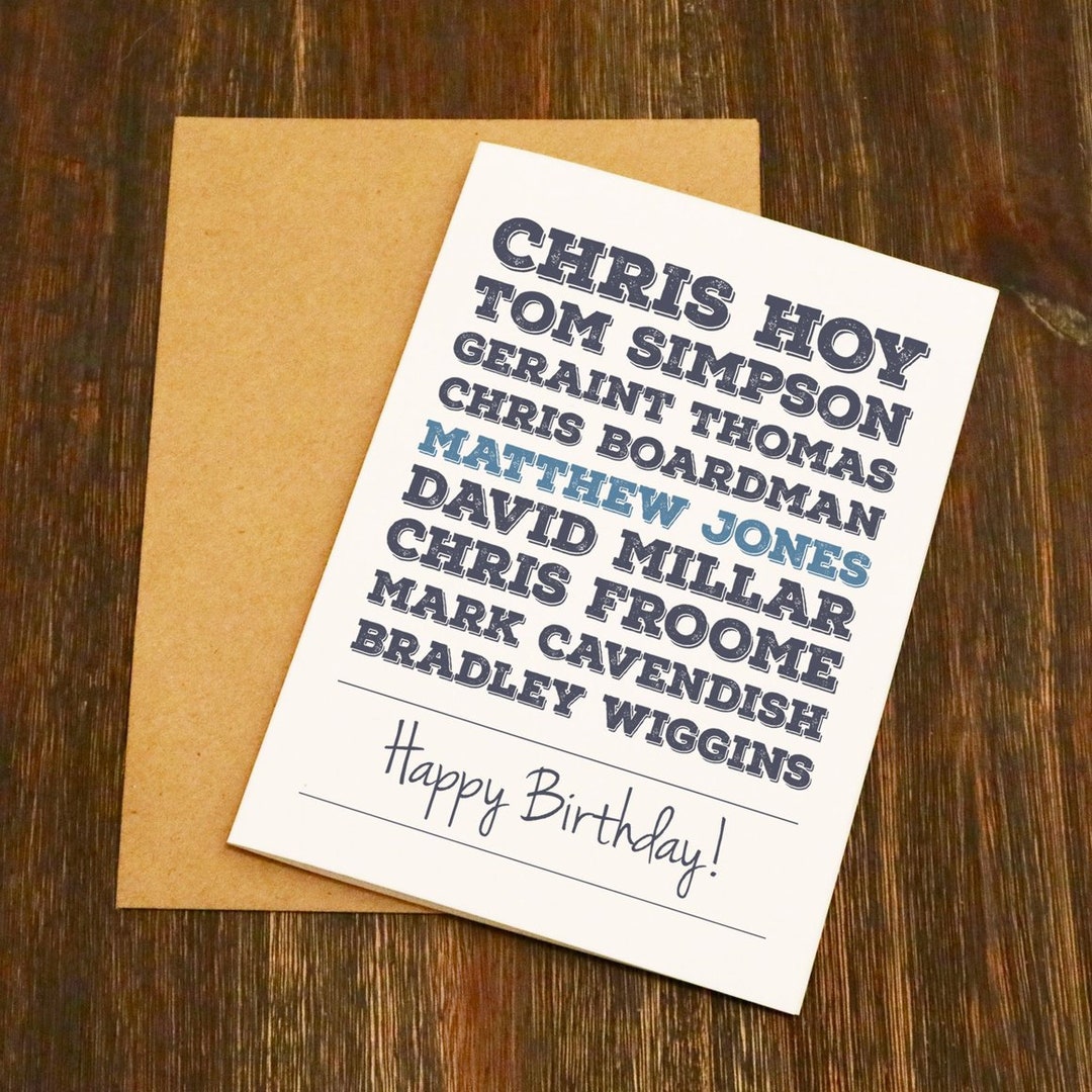 Famous Male Road Cyclists Birthday Card - Personalised - Free Post - Etsy
