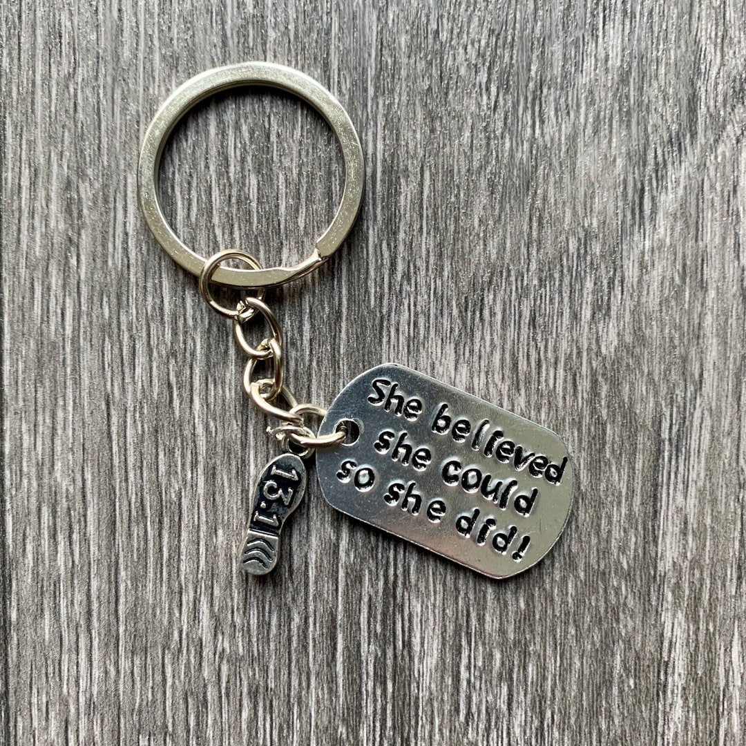 She Believed She Could so She Did Hand Stamped Runners Keyring - Race ...